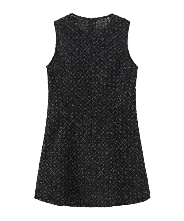 Marissa Chiara Sleeveless Checkered Dress With Button Detail