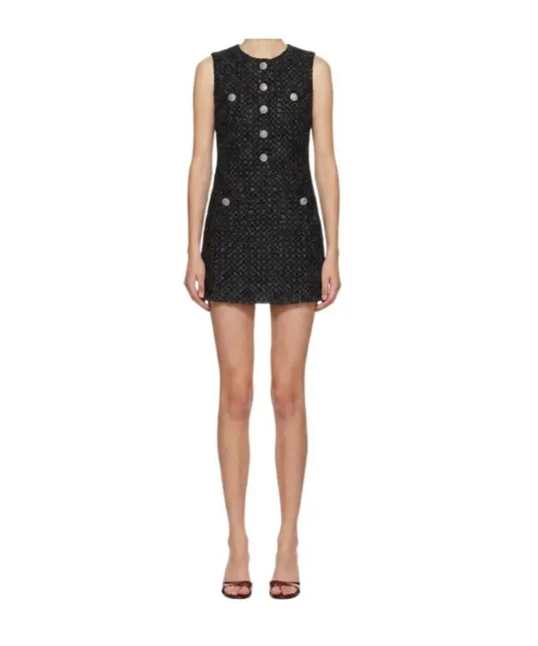 Marissa Chiara Sleeveless Checkered Dress With Button Detail