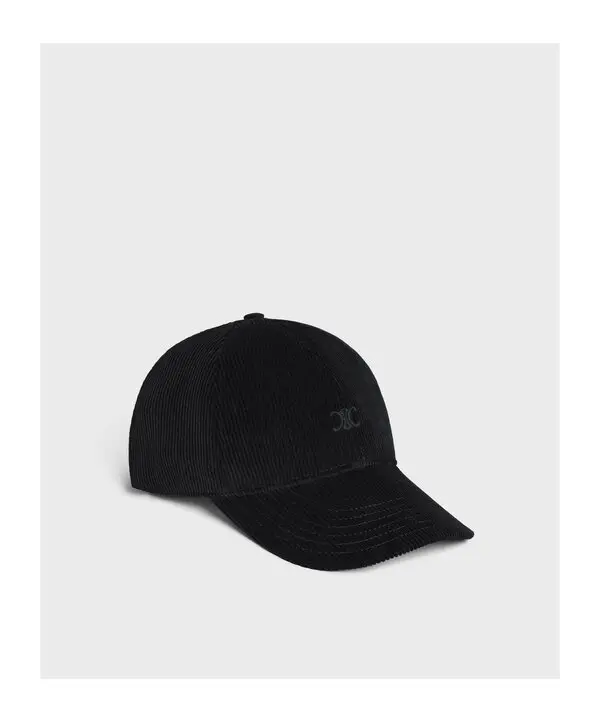 Celine Triomphe Baseball Cap In Cotton - Black