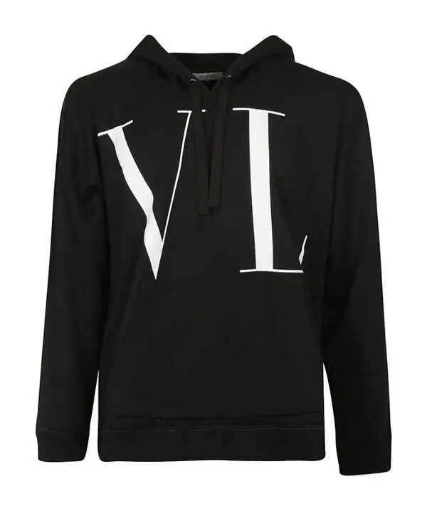 Valentino Garavani Logo Print Hooded Sweater - Black