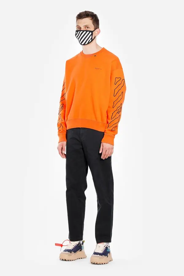 Off-White Abstract Arrow Embroidered Crew Neck Sweater