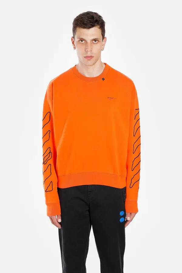 Off-White Abstract Arrow Embroidered Crew Neck Sweater