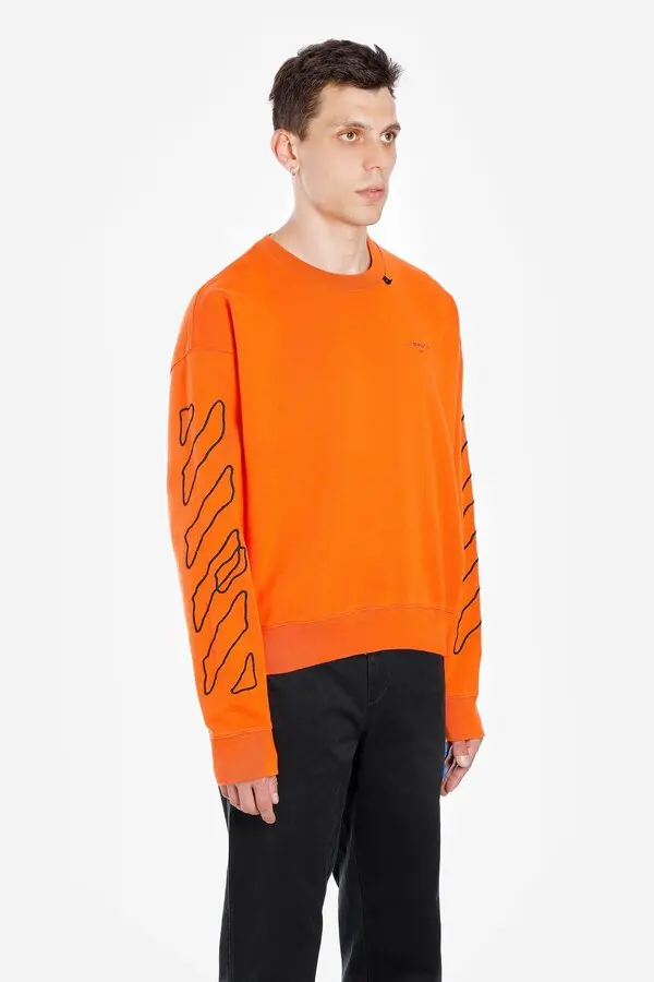 Off-White Abstract Arrow Embroidered Crew Neck Sweater