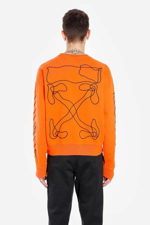 Off-White Abstract Arrow Embroidered Crew Neck Sweater