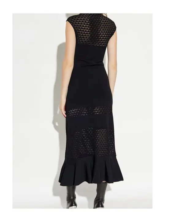 LANVIN Sleeveless Geometric Knit Dress With Mandarin Collar