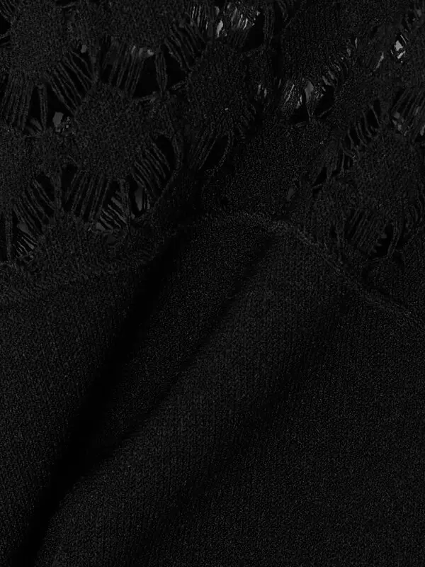 LANVIN Sleeveless Geometric Knit Dress With Mandarin Collar - Black