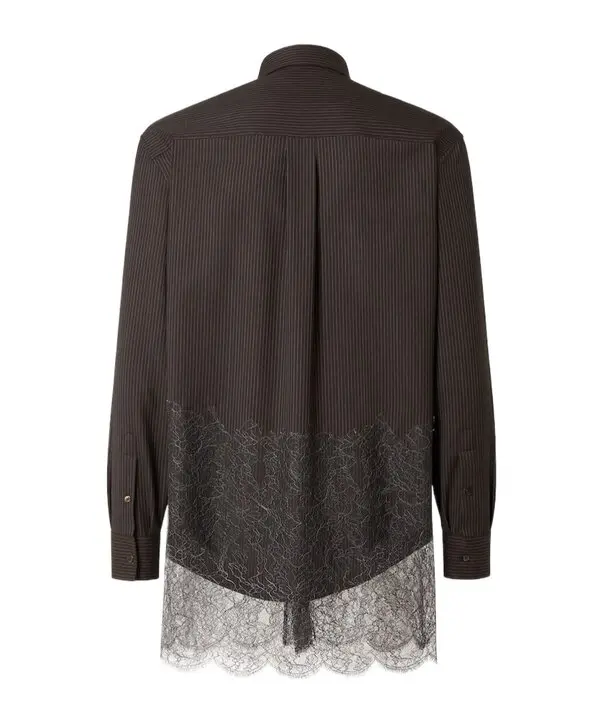 Fendi Long Sleeved Pinstriped Lace Shirt