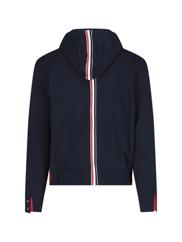 Thom Browne Striped Drawstring Hoodie - Navy