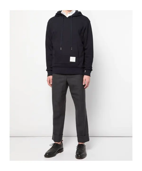Thom Browne Striped Drawstring Hoodie - Navy