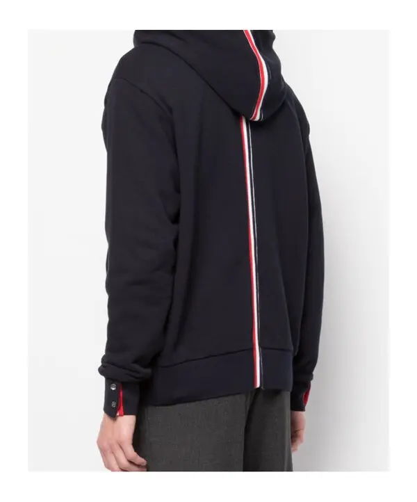 Thom Browne Striped Drawstring Hoodie - Navy