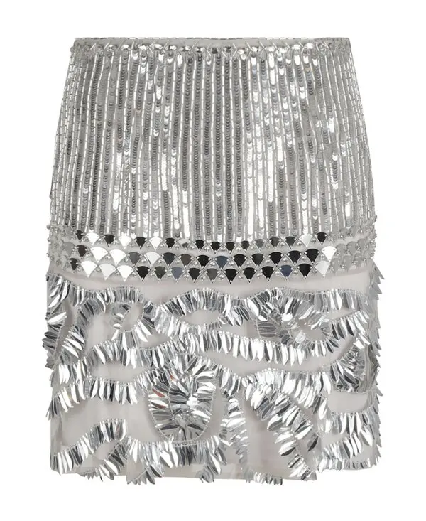 Alberta Ferretti Sequin-embellished High Waist Mini Skirt - Gray