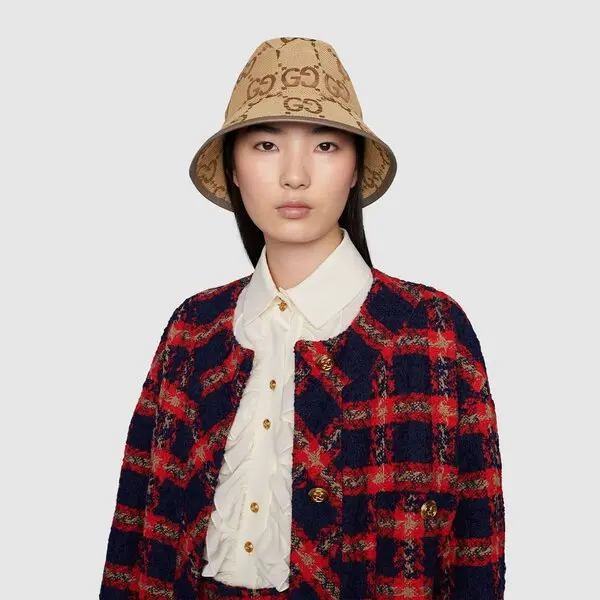 Gucci Gg Supreme Wide Brim Bucket Hat