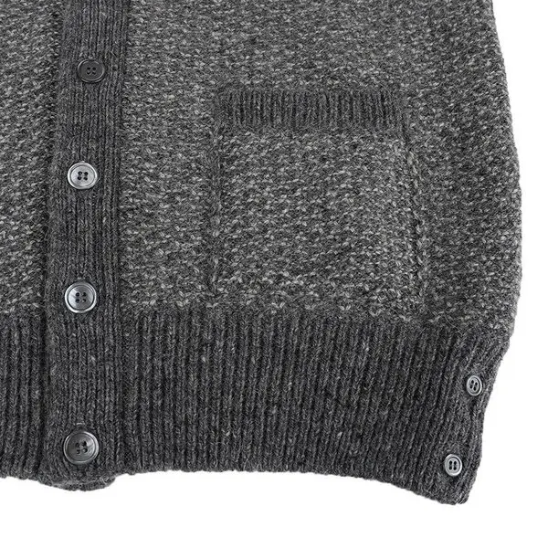 Thom Browne V-neck Chunky-knit Cardigan With Striped Trim - Grey