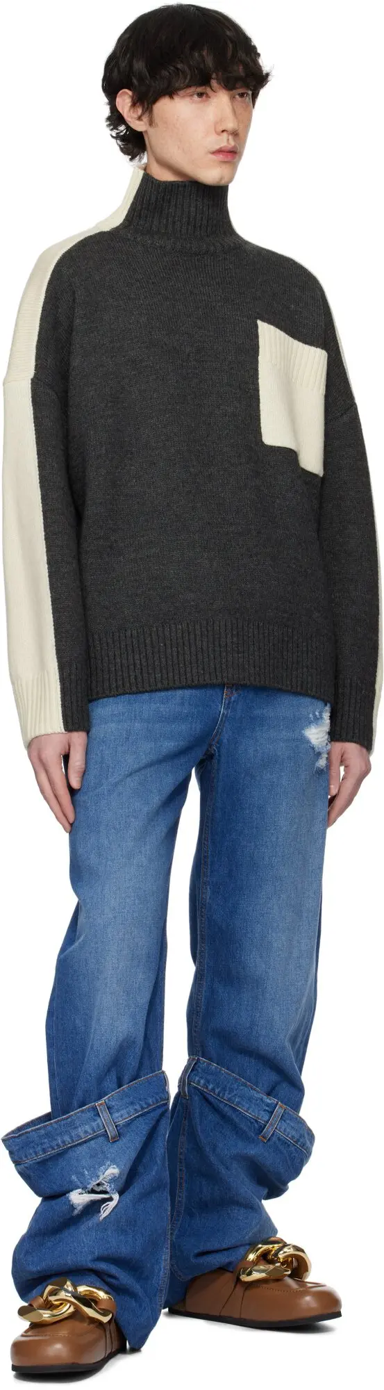 J.W.ANDERSON Jw Anderson Two Tone Patch Pocket Jumper - Black