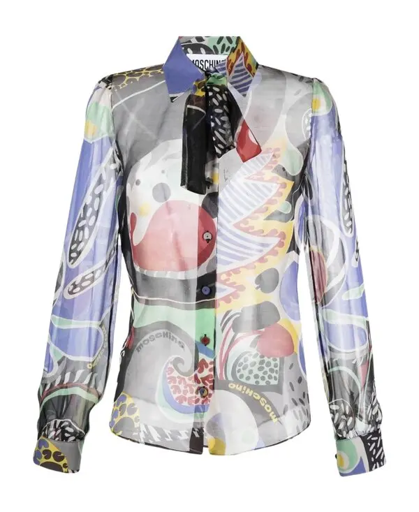 Moschino Graphic Print Shirt With Bow Collar