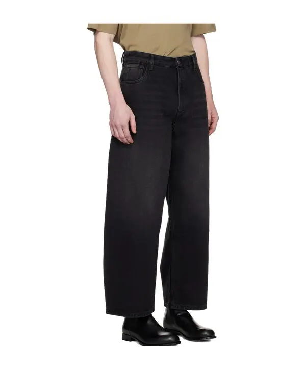 Studio Nicholson Cropped Wide-leg Jeans With Logo Patch