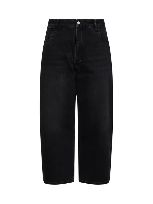 Studio Nicholson Cropped Wide-leg Jeans With Logo Patch - Washedblack
