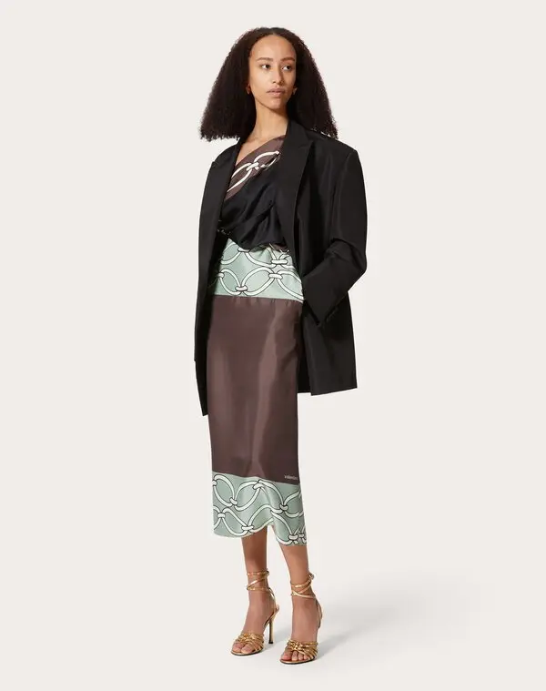 Valentino Garavani One-shoulder Midi Dress With Chain Print