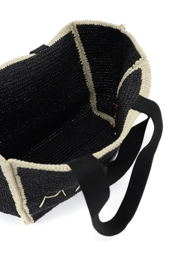 Marni Logo-detailed Woven Top Handle Bag - Black