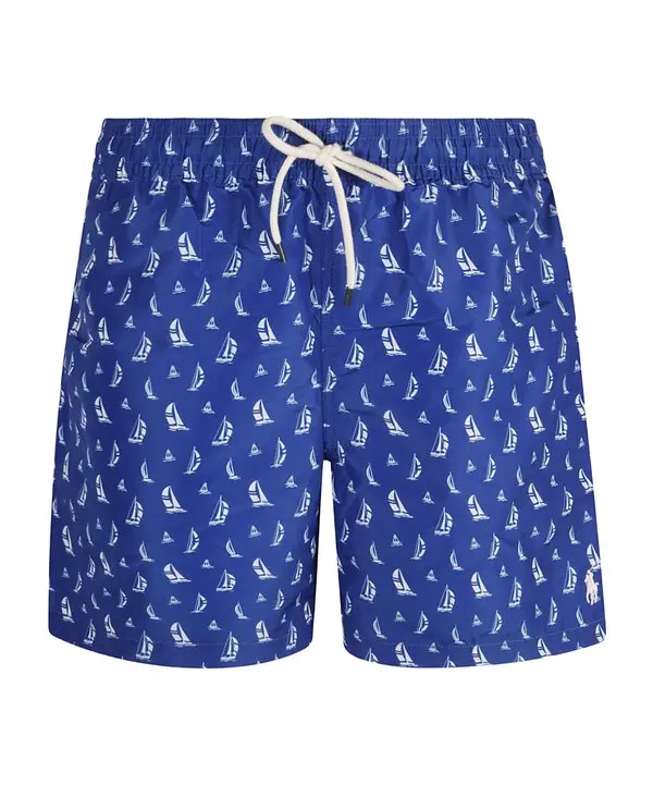 Ralph Lauren Traveler Swim Shorts With Sailboat Print - Blue