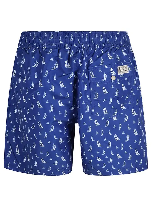 Ralph Lauren Traveler Swim Shorts With Sailboat Print - Blue