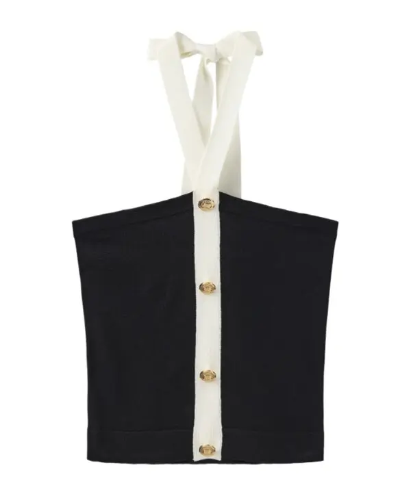 Marissa Chiara Halter Neck Tube Top With Contrast Trim - Whiteblack
