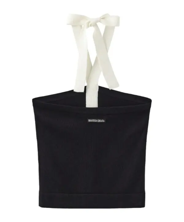 Marissa Chiara Halter Neck Tube Top With Contrast Trim - Whiteblack
