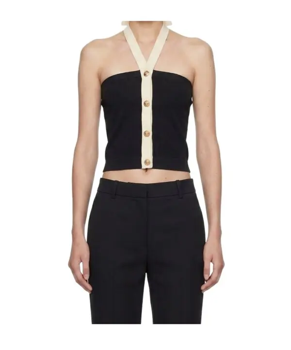 Marissa Chiara Halter Neck Tube Top With Contrast Trim - Whiteblack