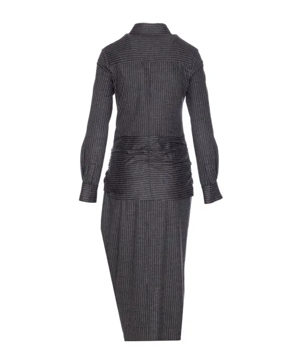 Isabel Marant Étoile Pinstripe Long Sleeve Draped Dress