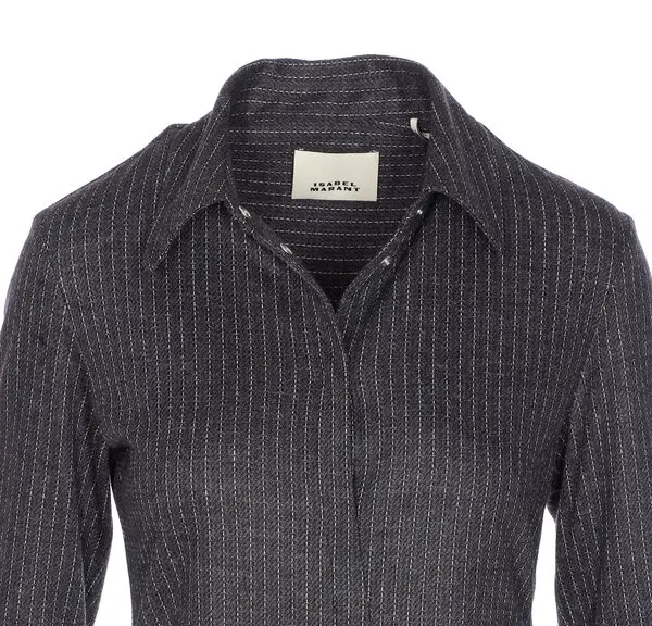 Isabel Marant Étoile Pinstripe Long Sleeve Draped Dress