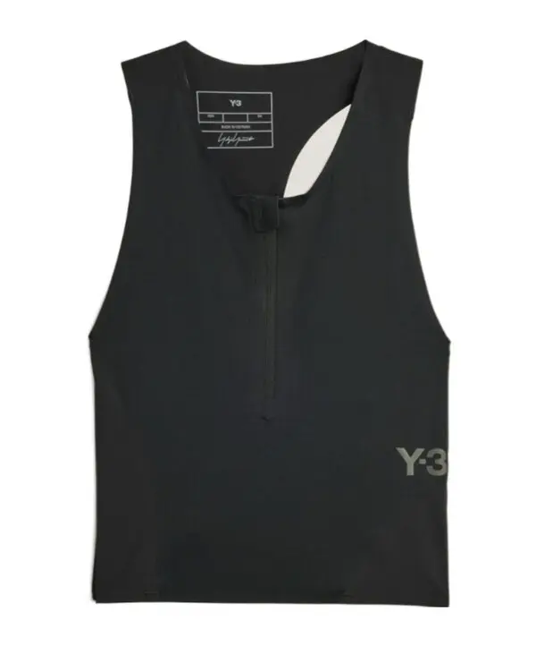 Y3 Cropped Logo Running Top - Black