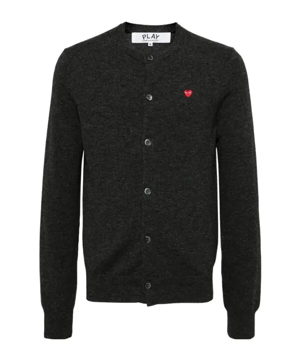 Comme Des Garçons Small Heart Patch Knitted Cardigan