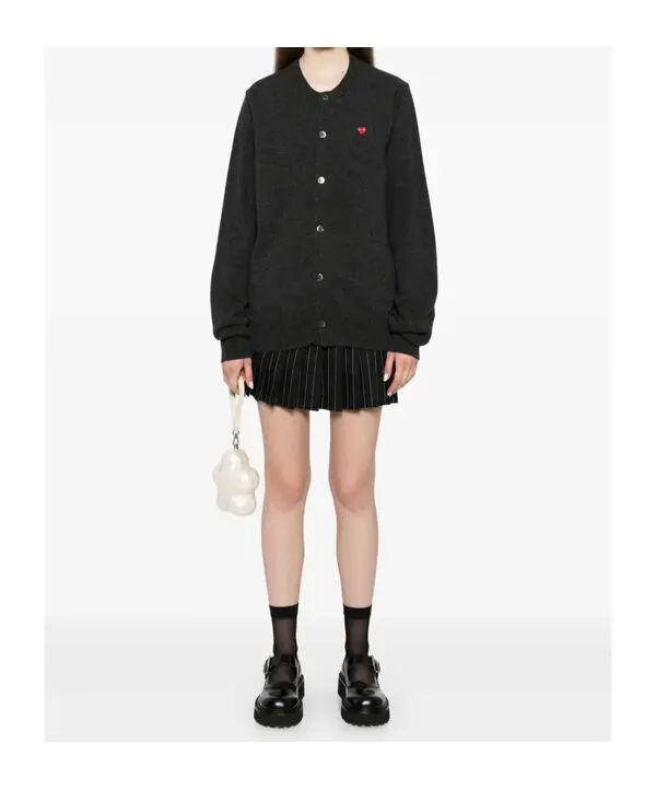 Comme Des Garçons Small Heart Patch Knitted Cardigan