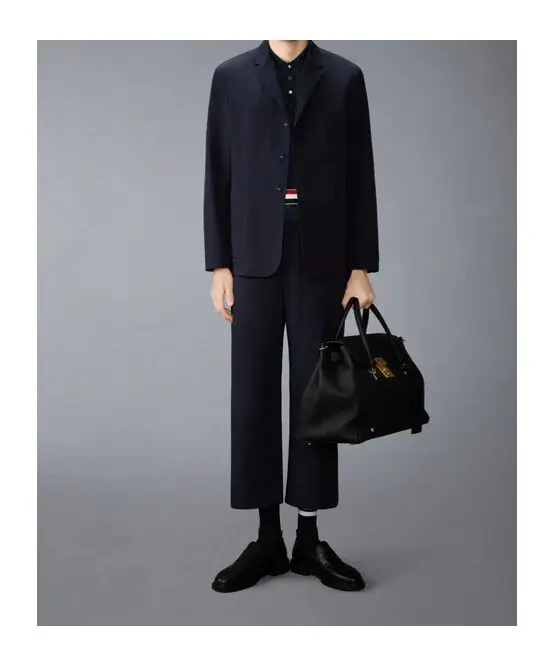 Thom Browne Float Ripple Stitch Rwb Stripe Polo Shirt - Navy Blue