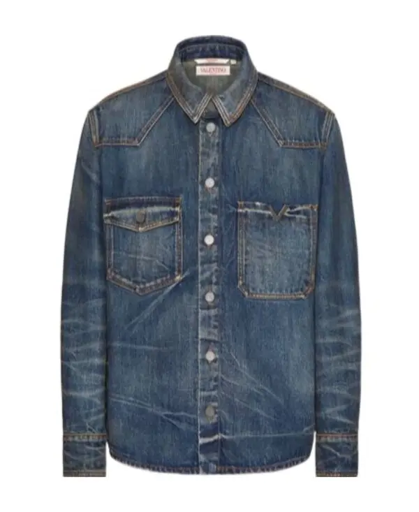 Valentino Garavani V-logo Buttoned Denim Jacket