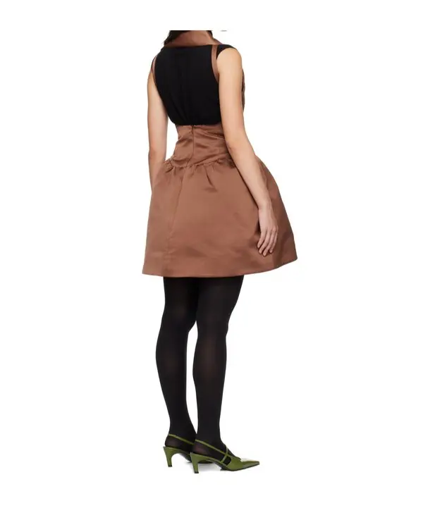 SHUSHU/TONG Satin Dress With Pleated Details And Asymmetrical Collar