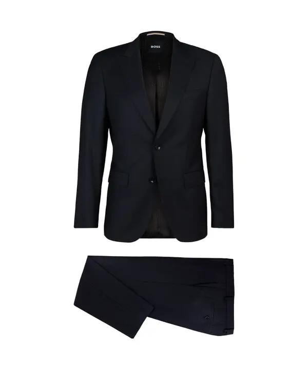 Hugo Boss Single-breasted Virgin Wool Suit - Dark Blue