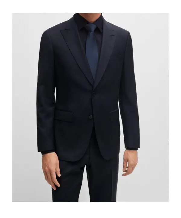 Hugo Boss Single-breasted Virgin Wool Suit - Dark Blue