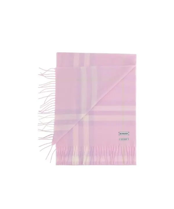 Burberry Checked Fringed-edge Scarf - Pink