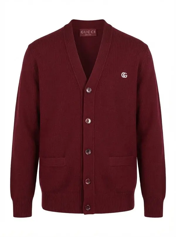 Gucci V-neck Long-sleeve Cardigan With Patch Pockets - Brown