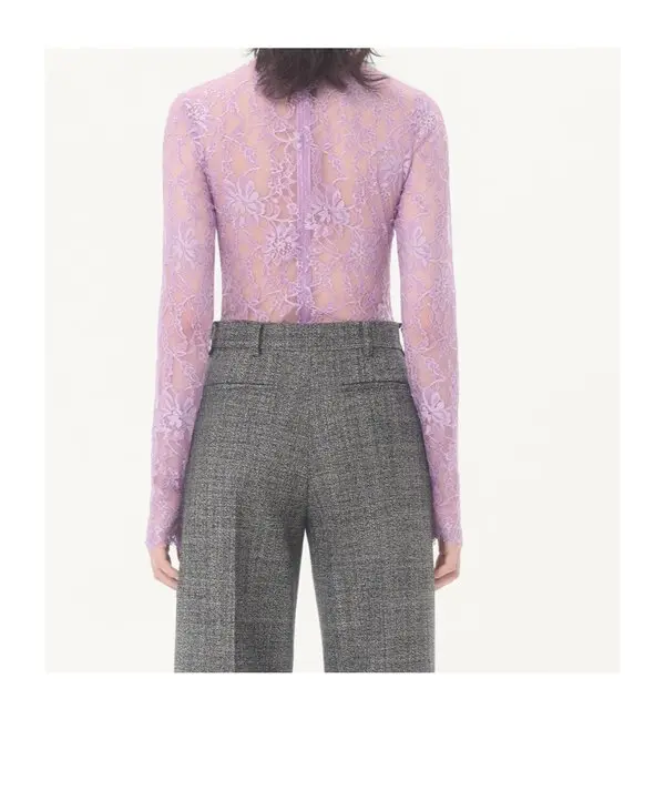 Valentino Garavani Lace Detailed Mock Neck Bodysuit - Purple