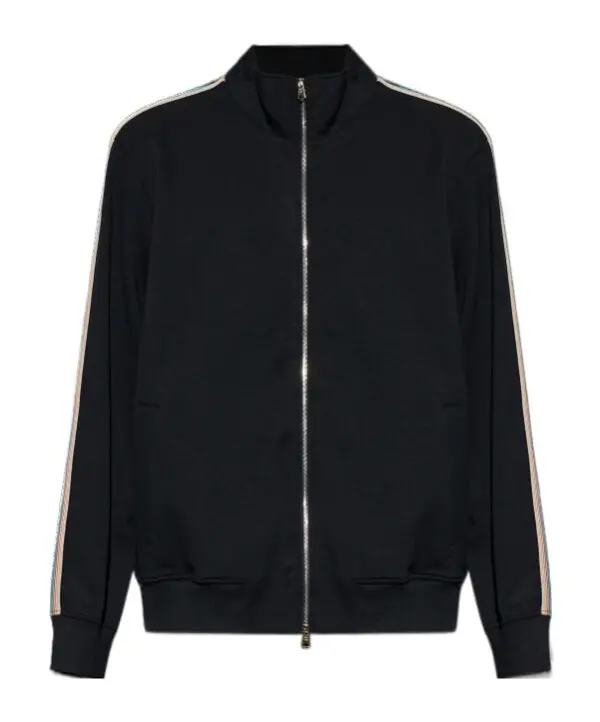 Paul Smith Stand Collar Zipped Sweatshirt With Side Stripes