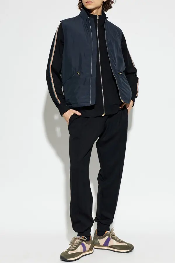 Paul Smith Stand Collar Zipped Sweatshirt With Side Stripes