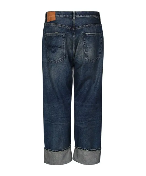 R13 Straight Leg Cuffed Jeans - Blue