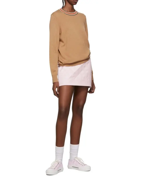 Burberry Striped Detailed Crewneck Jumper - Camel