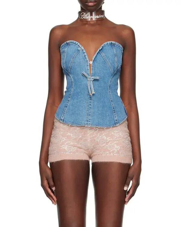 Blumarine Spliced Denim Bustier