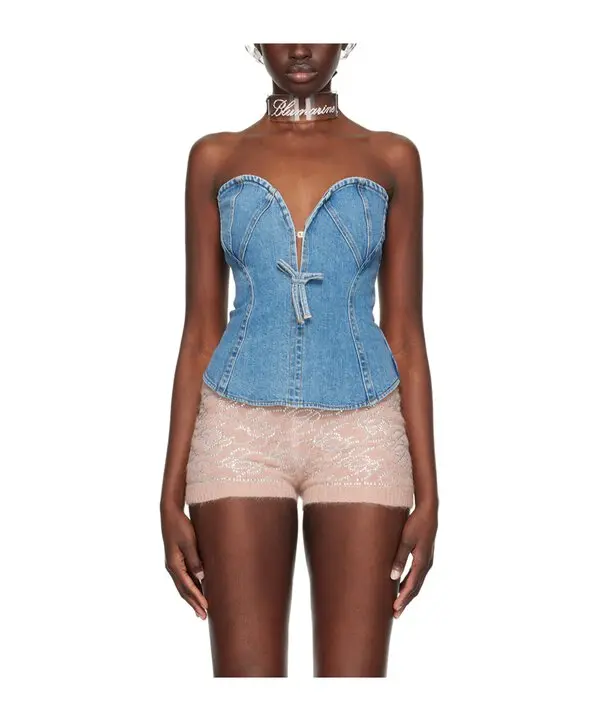 Blumarine Spliced Denim Bustier