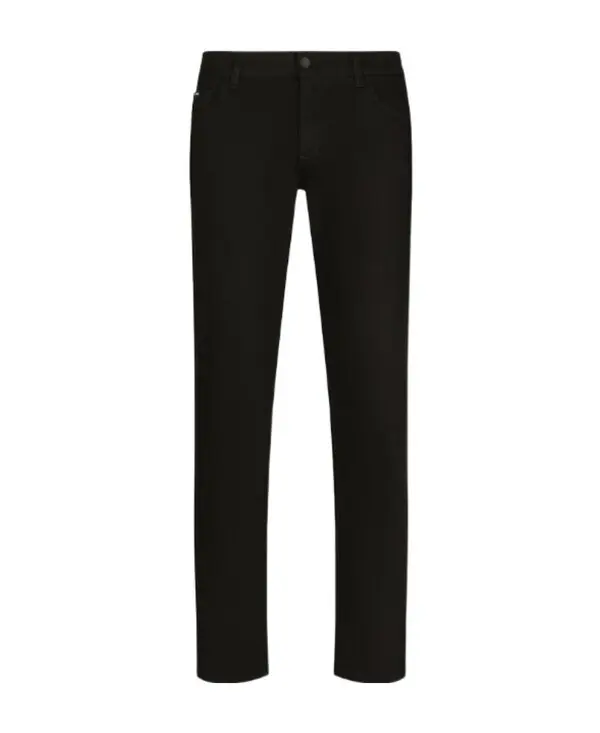 Dolce & Gabbana Logo-patch Slim-fit Jeans - Black
