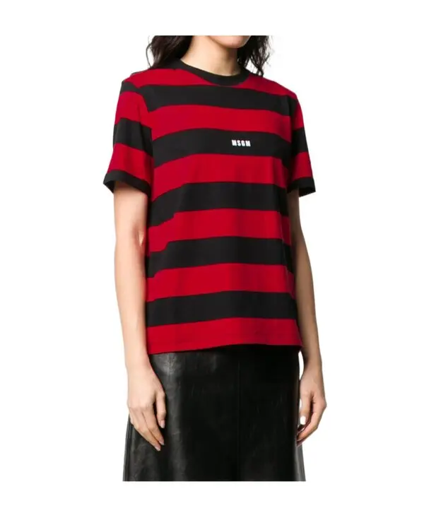 MSGM Striped Logo Print T-shirt