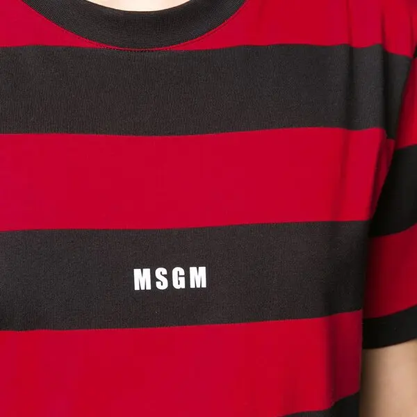MSGM Striped Logo Print T-shirt